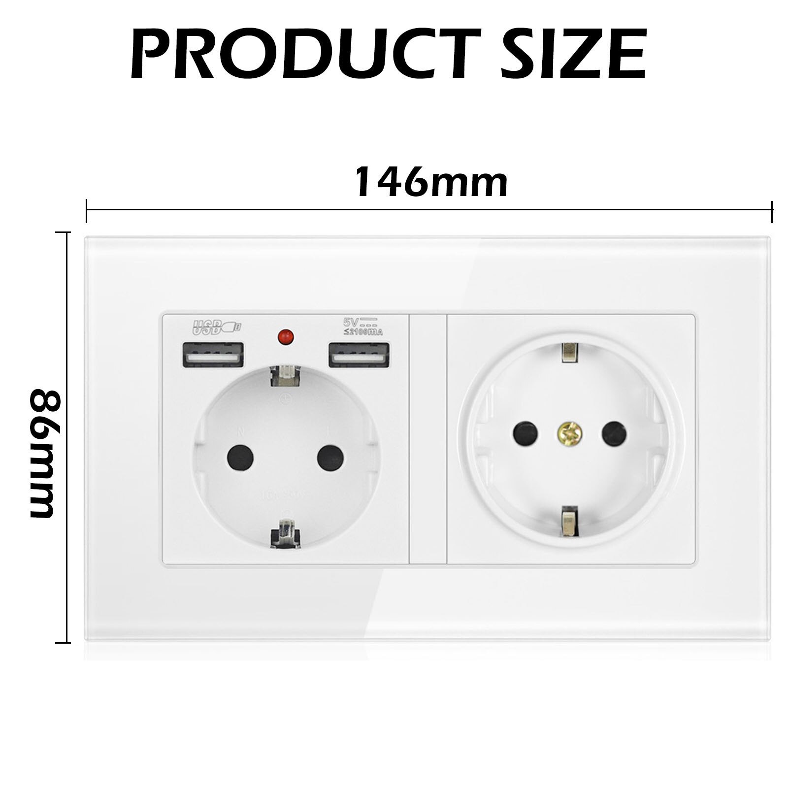 Priza dubla cu rama din sticla, Hggzeg, Priza splitter cu impamantare ...