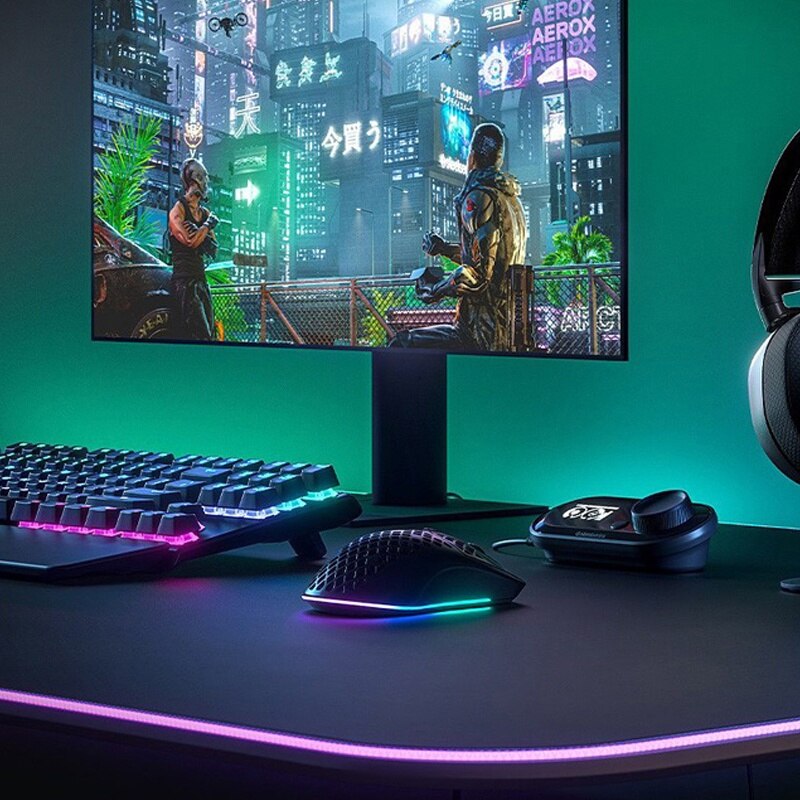 MousePad Gaming, KINSI, Lumini RGB, Antiderapant, Baza Cauciucata, 7 ...