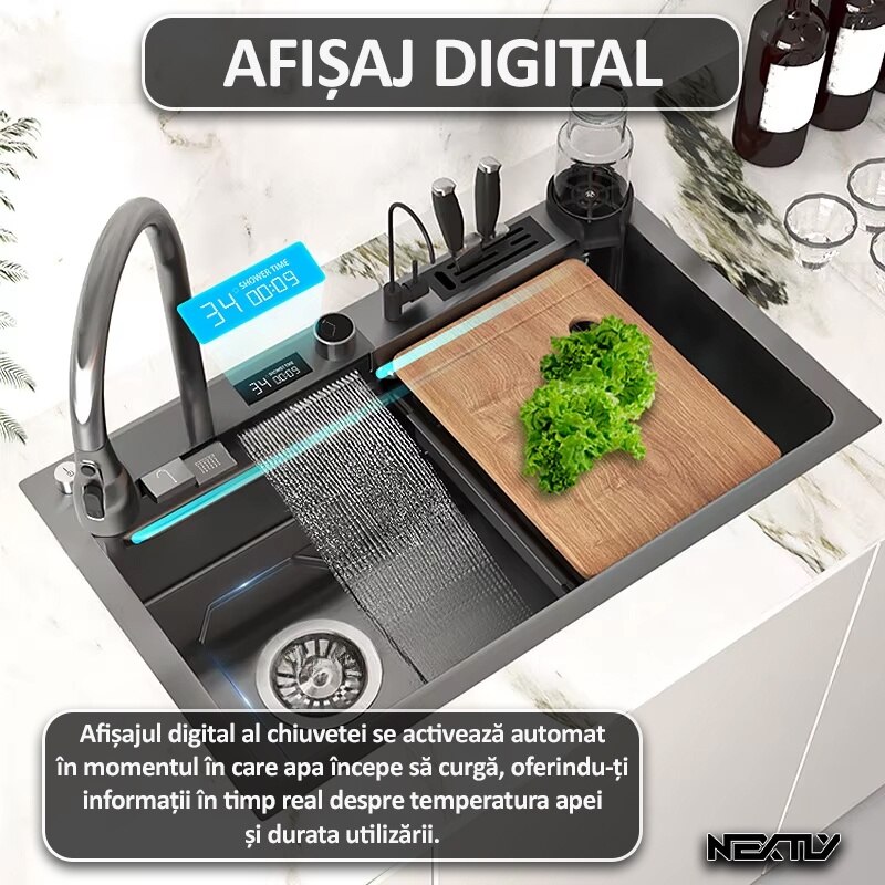 Set chiuveta si baterie multifunctionala Nextly, afisaj digital ...