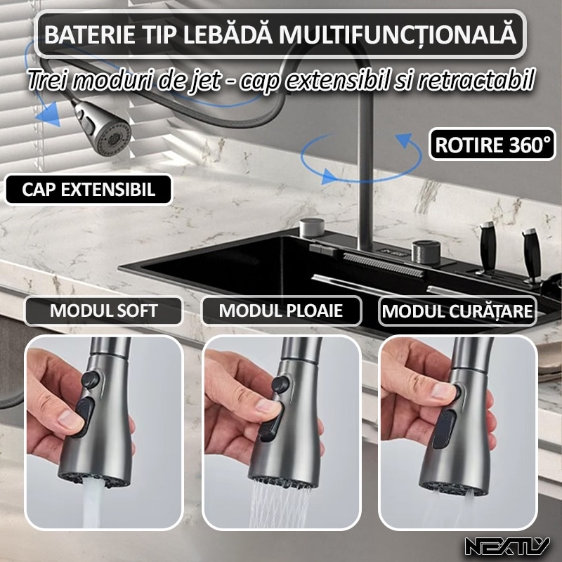 Set chiuveta si baterie multifunctionala Nextly, afisaj digital ...