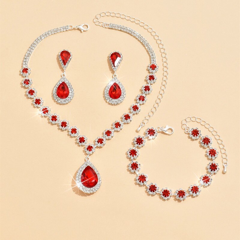 Set bijuterii pentru femei, Cercei, Colier, Bratara, Stil floare cu ...