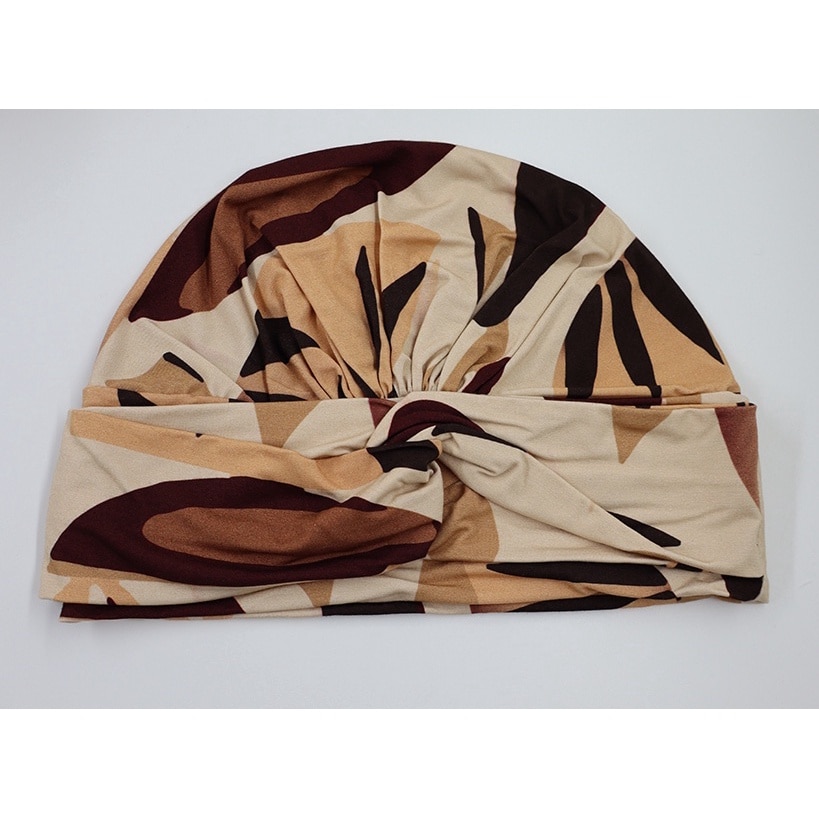 Turban Nicoletta B297 maro, caramel, bej, design grafic. turban post ...
