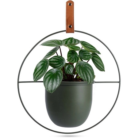 Oslonka pe suport metalic verde 30x15x30 cm, pentru flori si ierburi ...