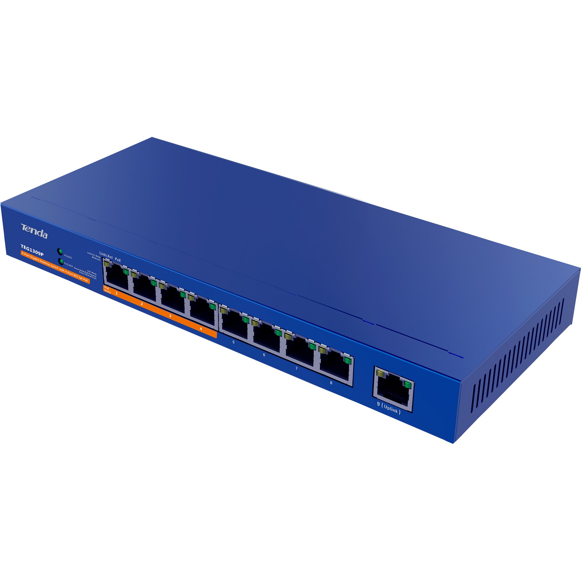 Switch PoE Tenda TEG1309P, 9 port-uri, 10/100/1000 Mbps - eMAG.ro
