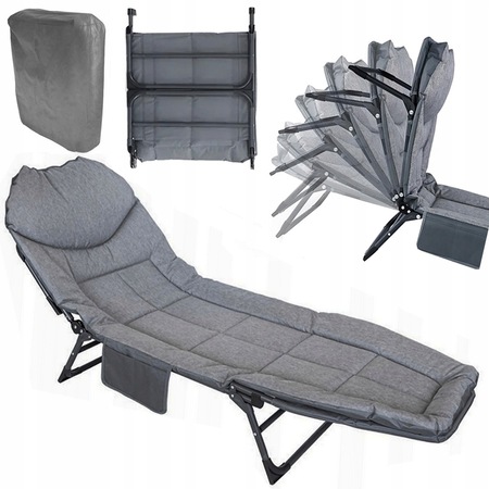 Pat pentru camping, Zola, spatar reglabil in 6 pozitii, saltea moale ...