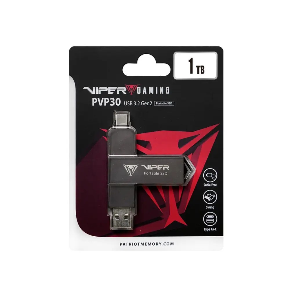 Stick SSD Viper, PVP30, 1TB, 1000MB/s, USB Duo A+C 3.2 Gen2 - eMAG.ro