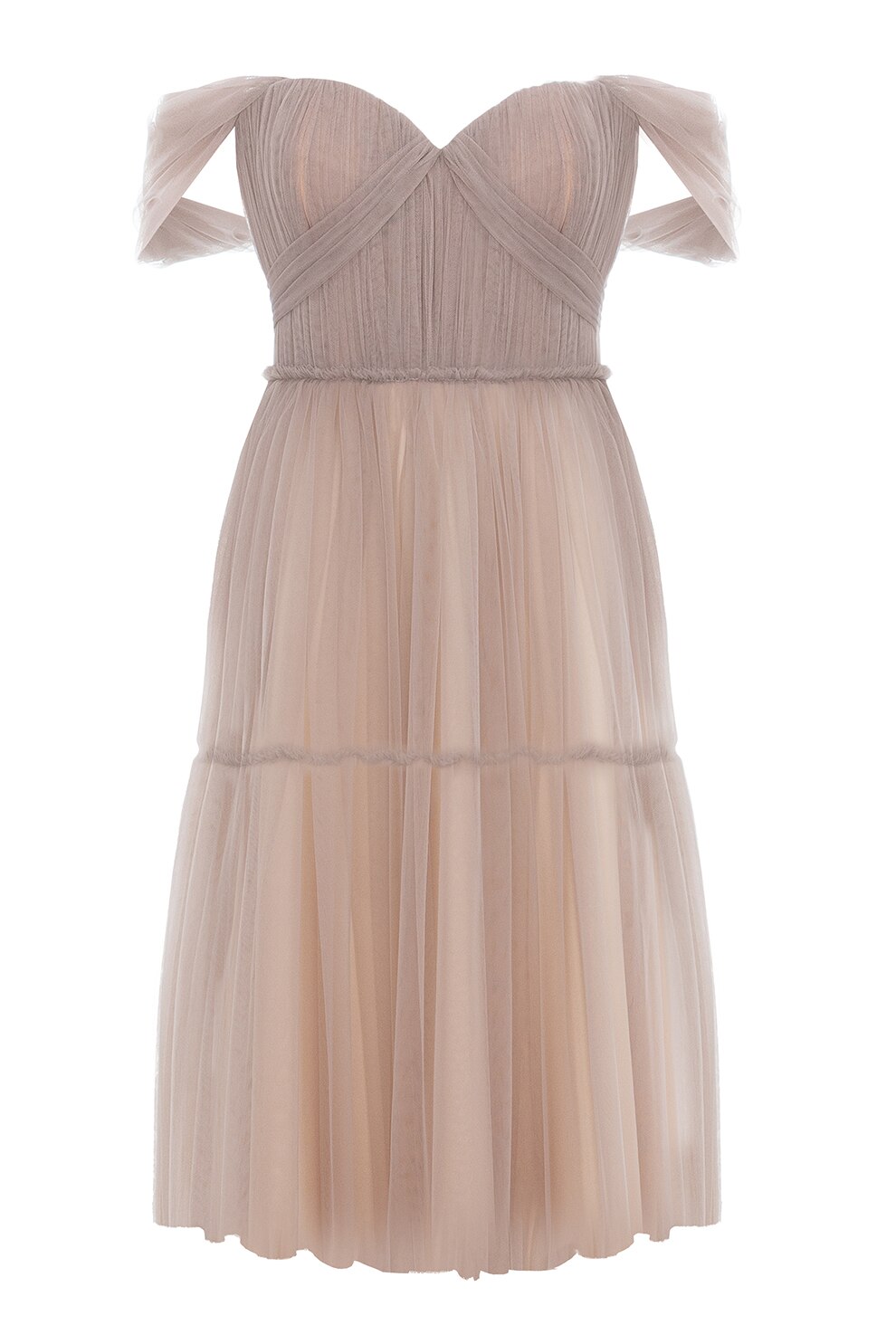 Acob à porter, Rochie midi cu croiala in A si bretele cazute pe umeri ...