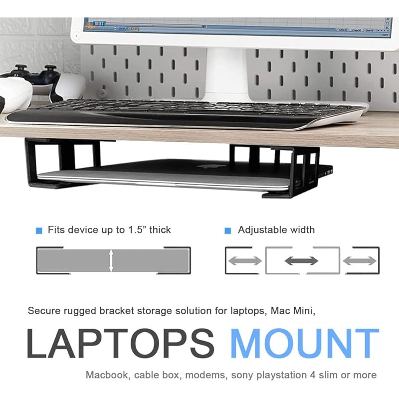 Suport pentru laptop sub birou, VPUINEFE, negru, aluminiu, pentru ...