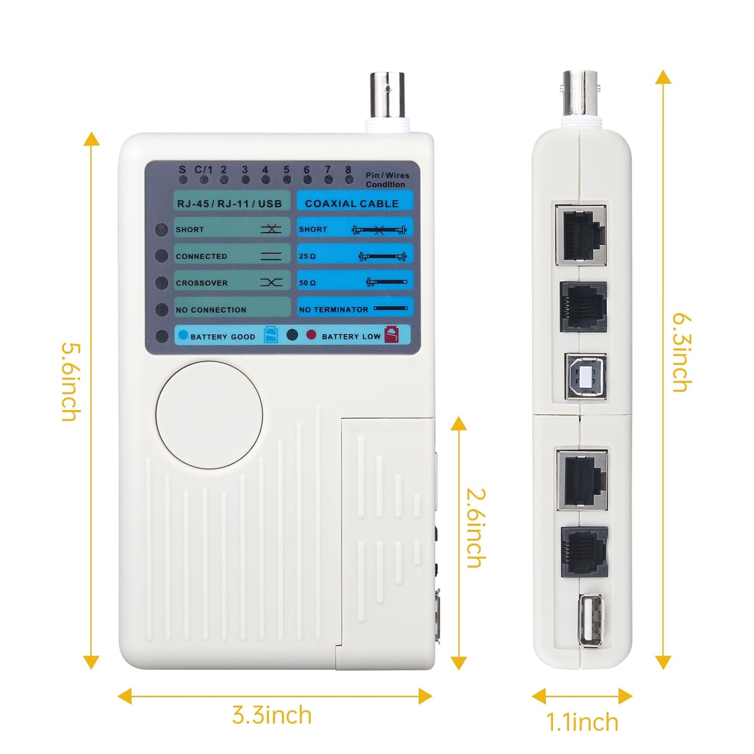 Tester de Cablu de Retea la Distanta 4 in 1, USB/BNC/Rj11/Rj45, Afisaj ...