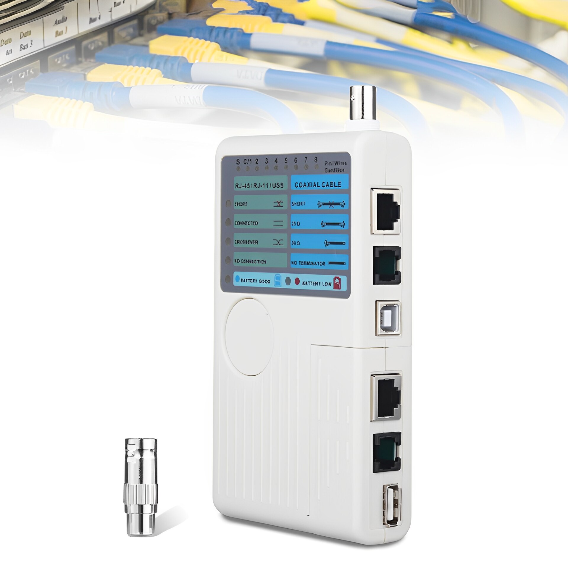 Tester de Cablu de Retea la Distanta 4 in 1, USB/BNC/Rj11/Rj45, Afisaj ...