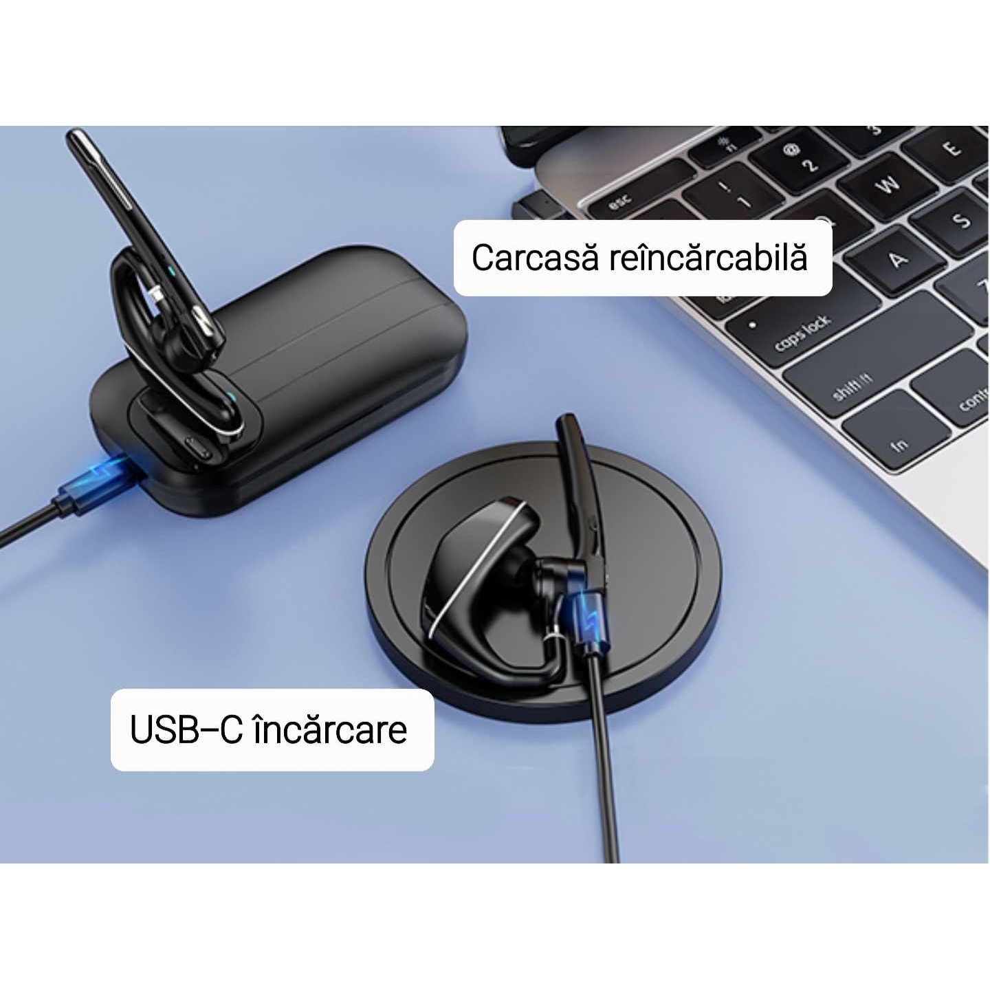 Casca Bluetooth Wirless CerCip A6L, Bluetooth V5.3, Autonomie baterie ...