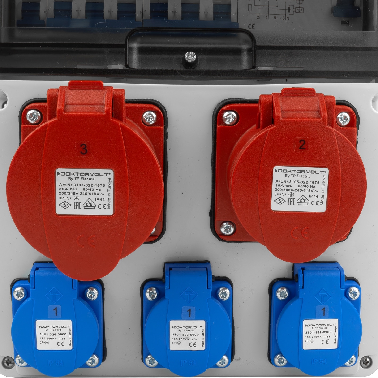 Tablou electric Doktorvolt CAS DV-8133-F, 3 prize 230V, 1 priza 32A CEE ...