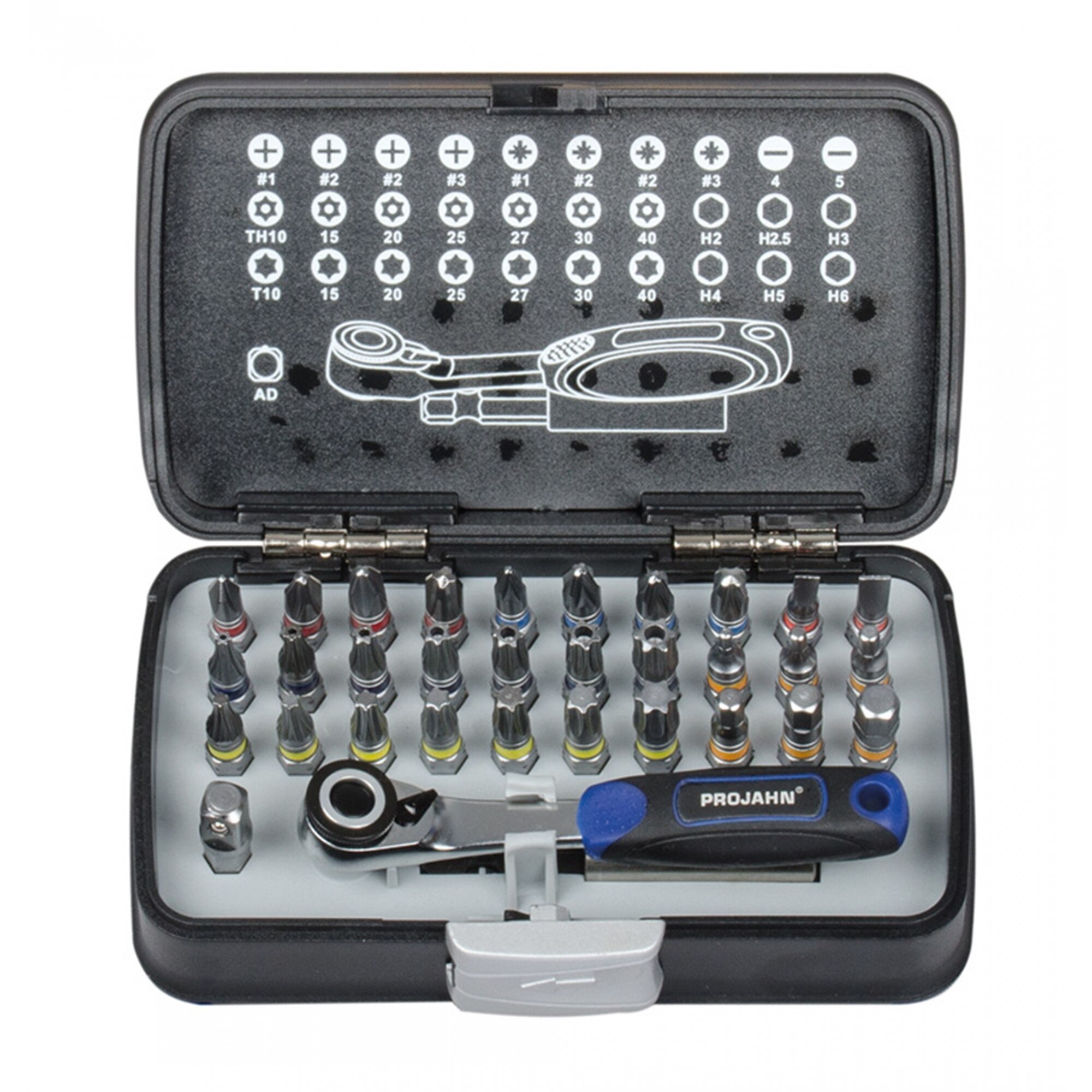 Комплект цветни битове 1/4" с тресчотка, Projahn - eMAG.bg