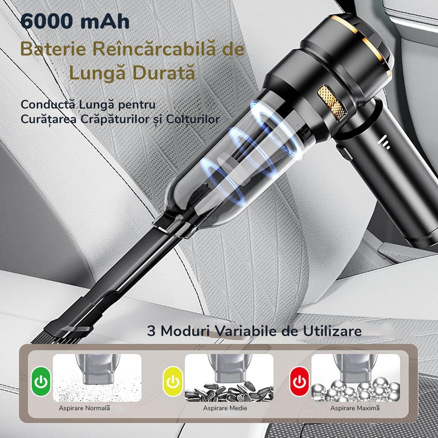 Aspirator Auto de mana portabil cu acumulator 4 in 1 Gadgetry, pentru ...