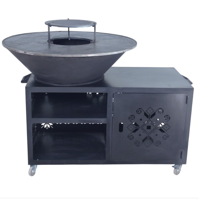 Fire Pit, Gratar cu plita 100 cm + masa lucru+ spatiu depozitare ...