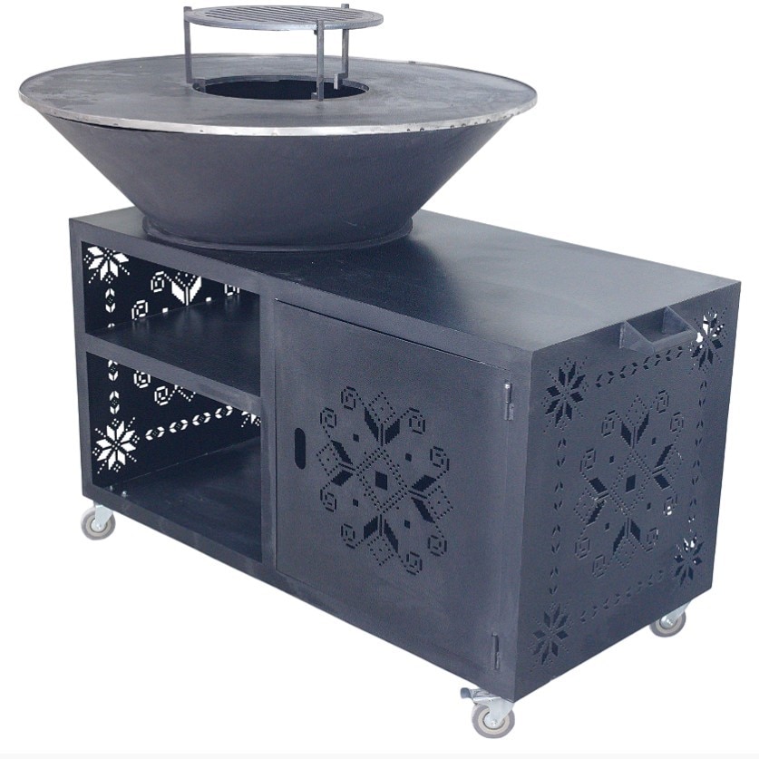 Fire Pit, Gratar cu plita 100 cm + masa lucru+ spatiu depozitare ...