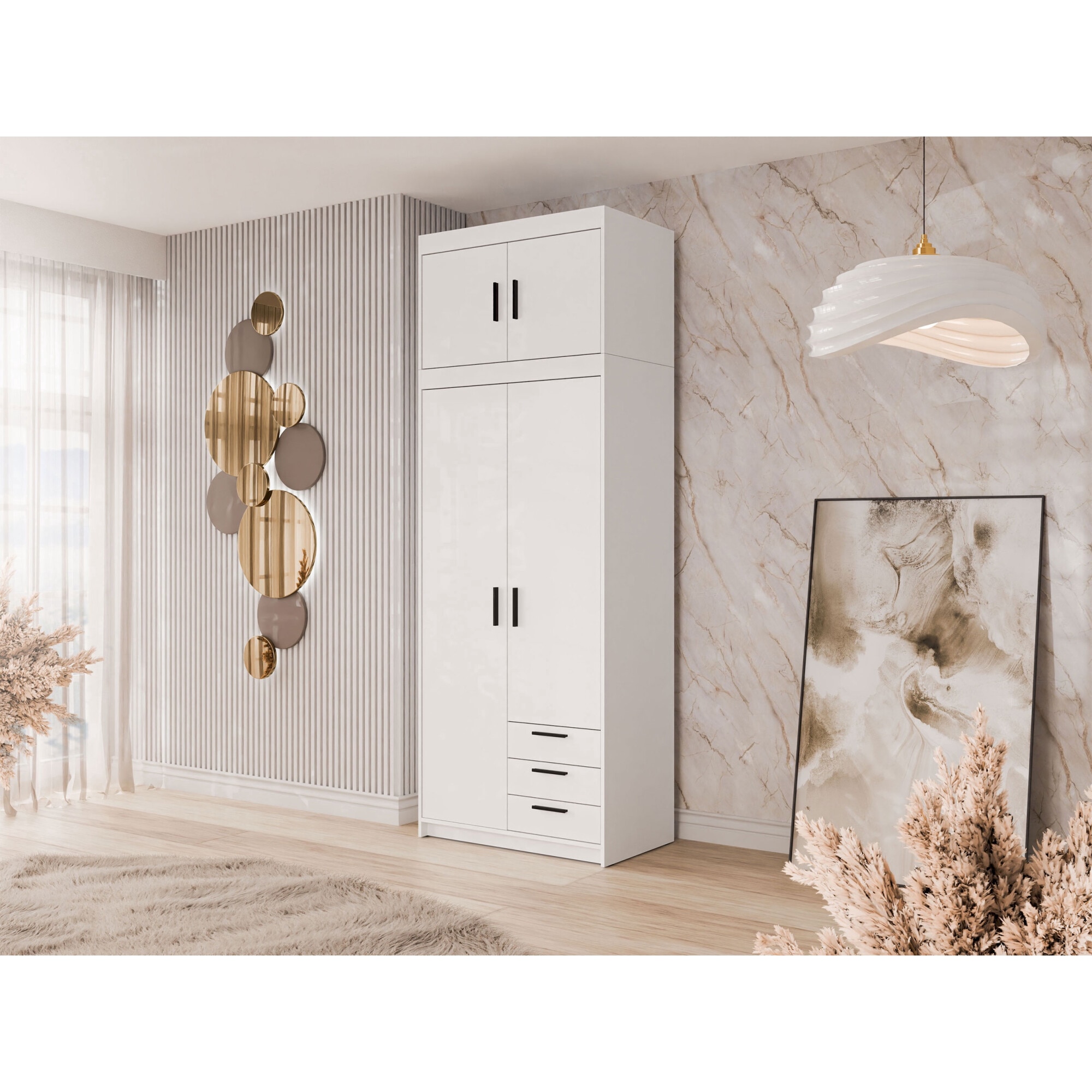 Dulap Melen 2D3S + modul, MIRJAN24, alb, 53x246x90 cm - eMAG.ro