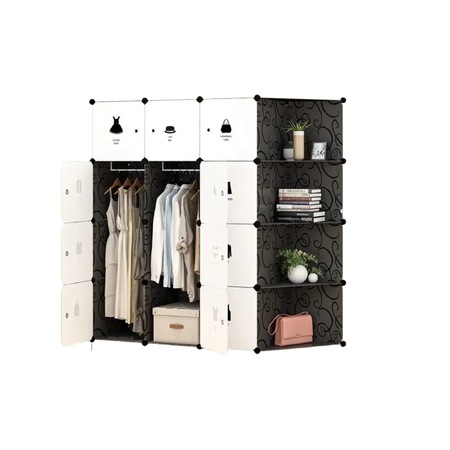 Dulap modular pentru haine, 147x110x47 cm, 12 compartimente si 4 ...