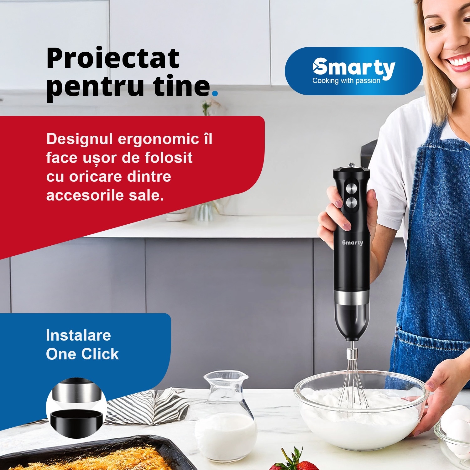 Set Blender 5 in 1 Smarty Advanced Pro 1000W, Mixer vertical ...