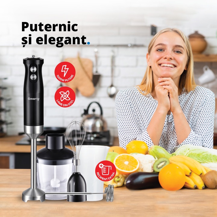 Set Blender 5 in 1 Smarty Advanced Pro 1000W, Mixer vertical ...