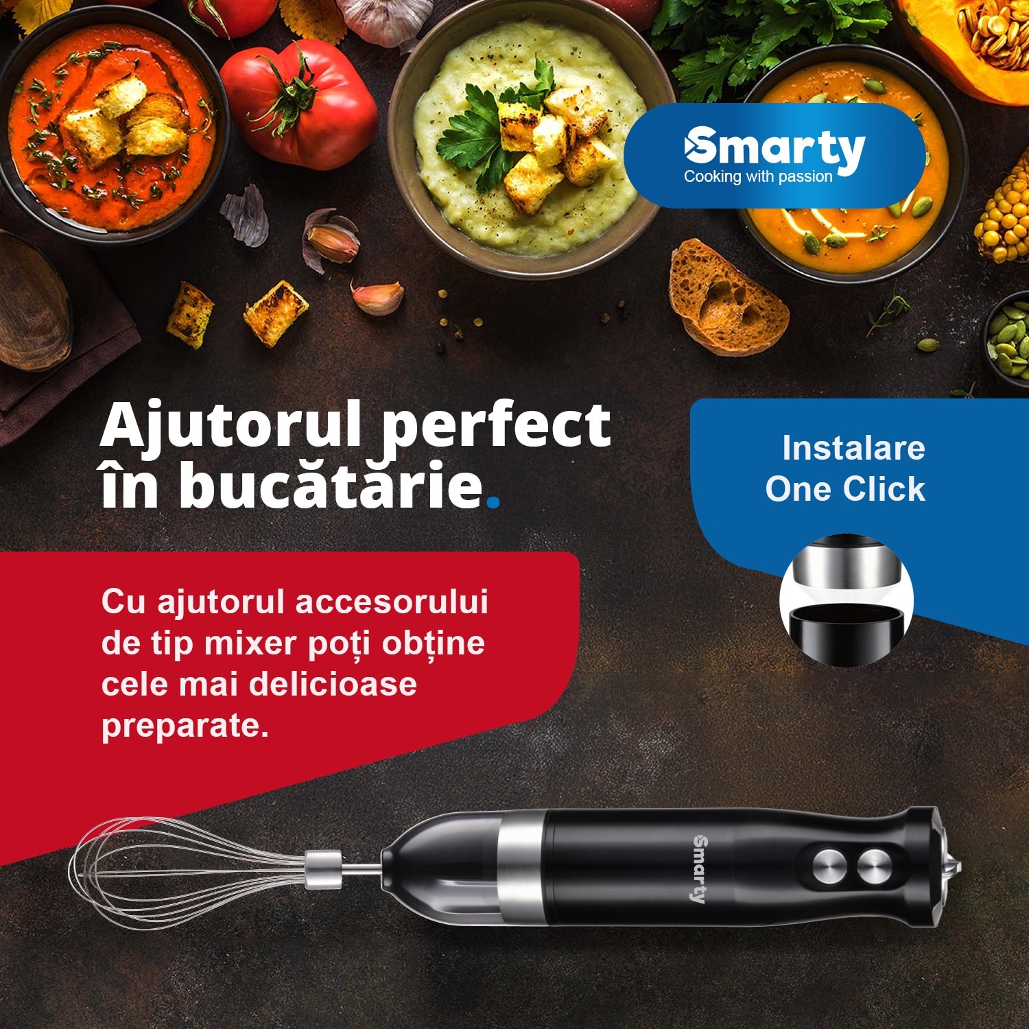 Set Blender 5 in 1 Smarty Advanced Pro 1000W, Mixer vertical ...