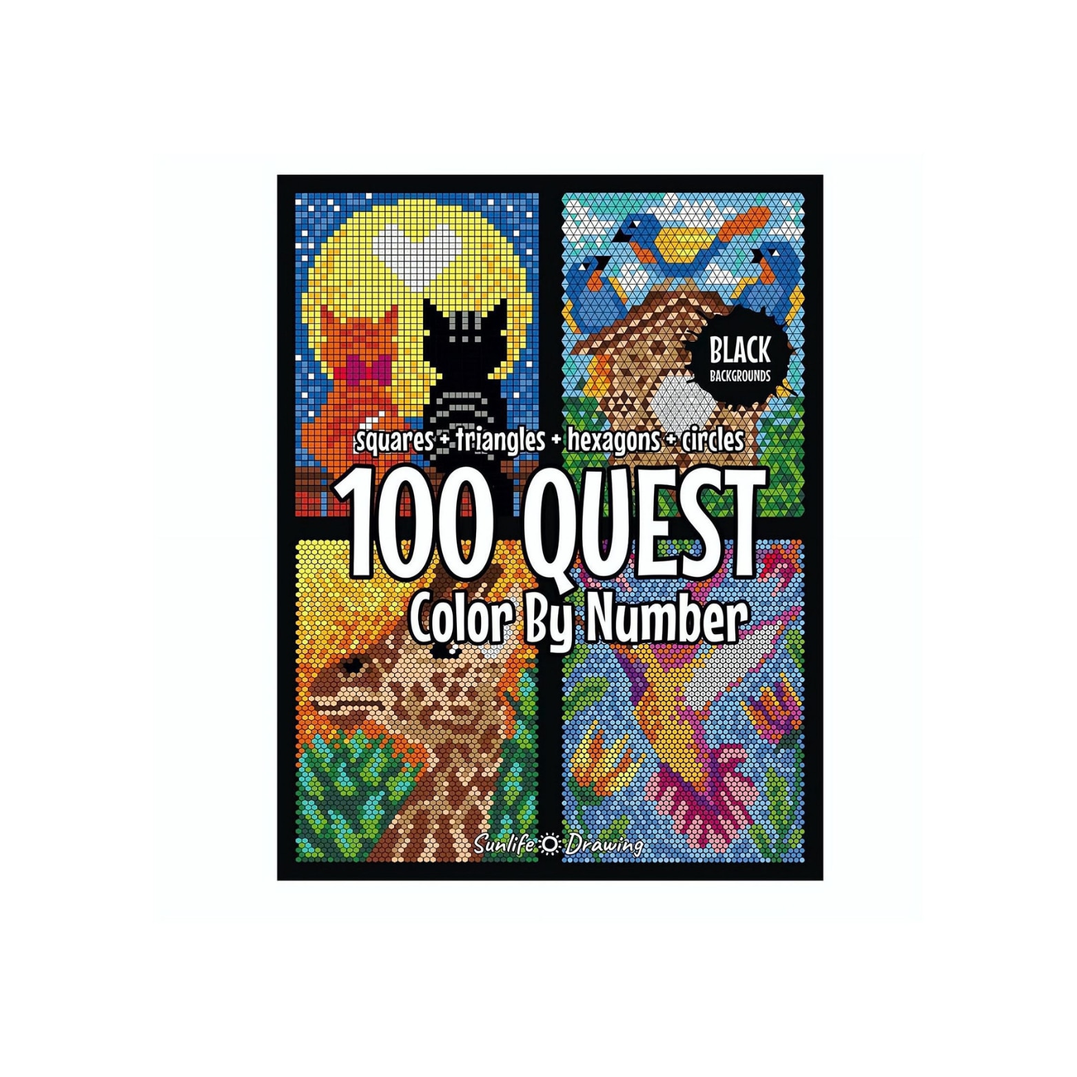 Carte de Colorat, 100 QUEST Coloreaza pe Numere, pentru Adulti, Design ...