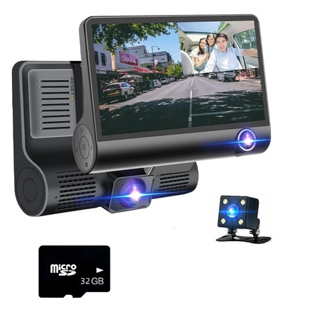 Sistem complet de inregistrare auto, camera tripla Full HD pentru fata ...