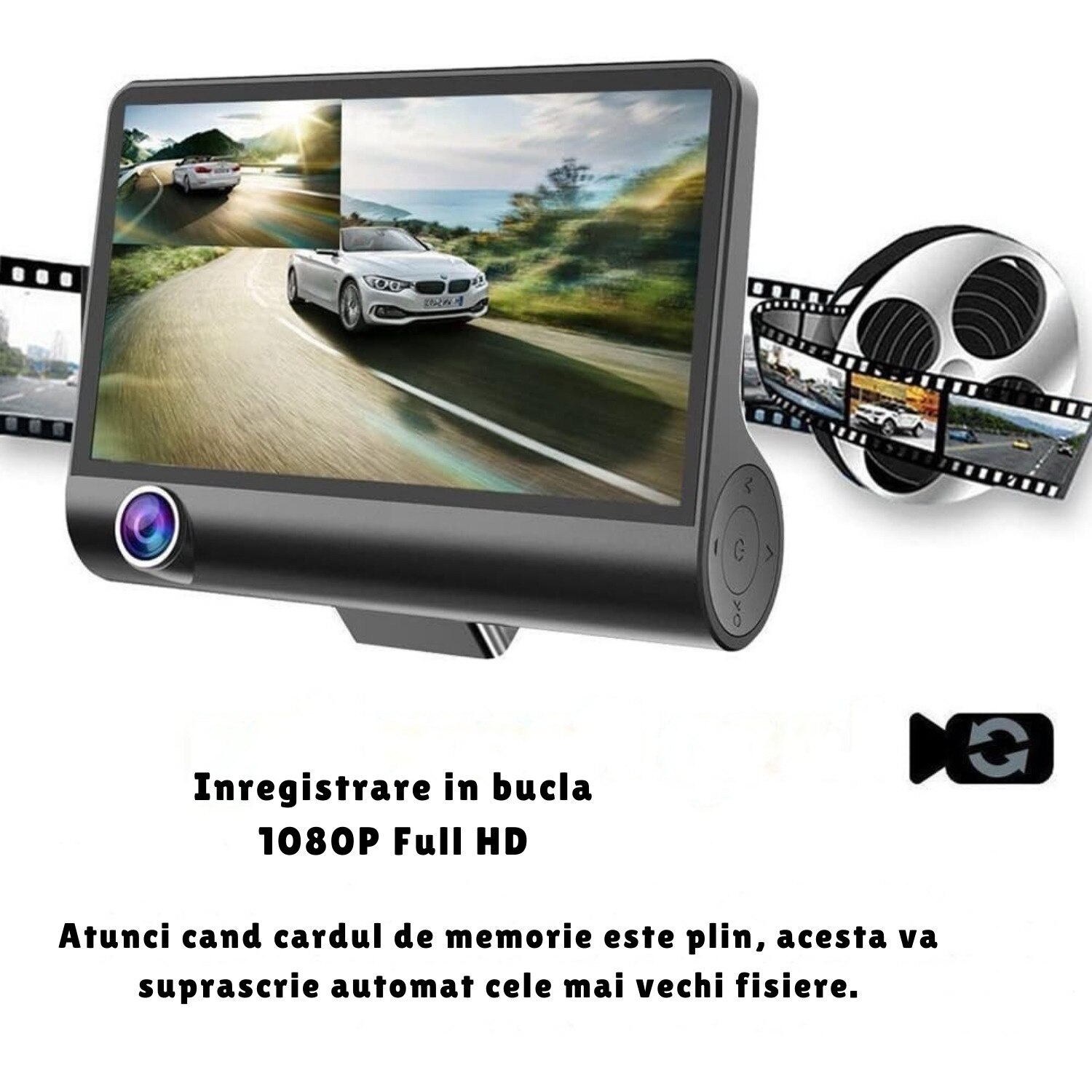 Sistem complet de inregistrare auto, camera tripla Full HD pentru fata ...