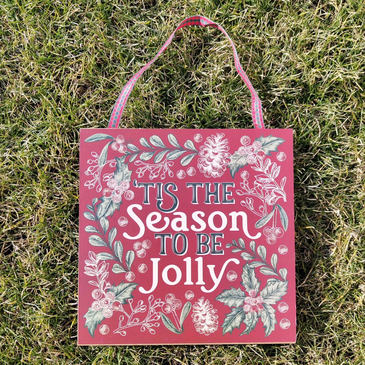 Decoratiune festiva de lemn de agatat pe perete cu motive de Craciun ...