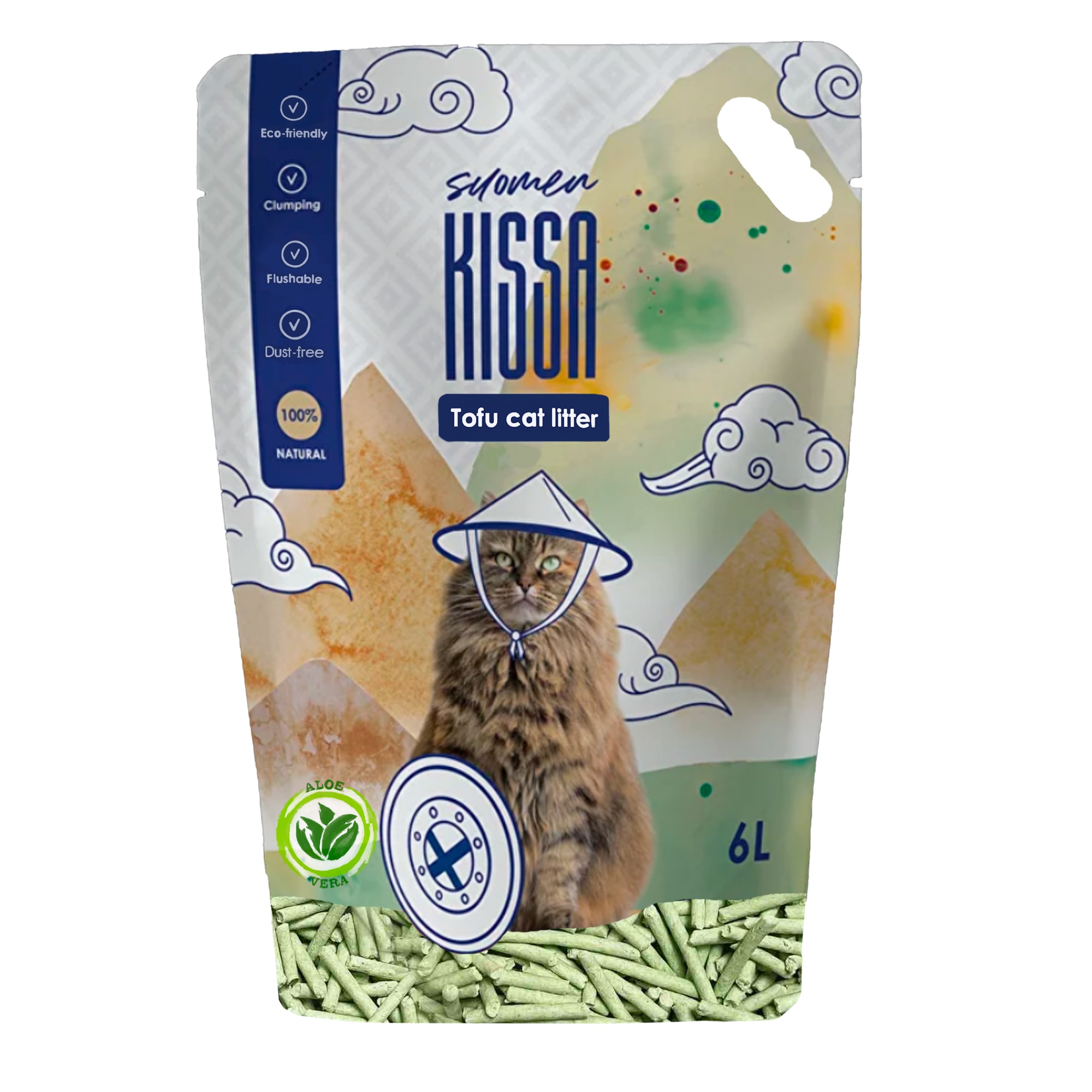 Suomen Kissa Asternut igienic pentru pisici, Tofu - Aloe Vera, 6L/2.5kg ...
