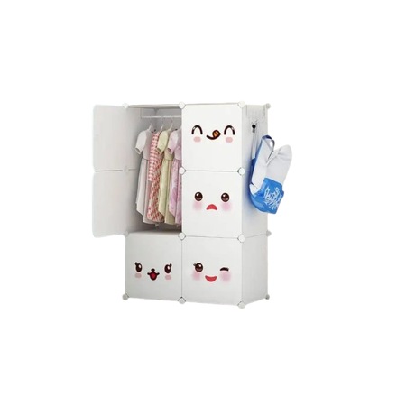 Dulap modular pentru haine, 111x75x37 cm, 6 compartimente, bara pentru ...