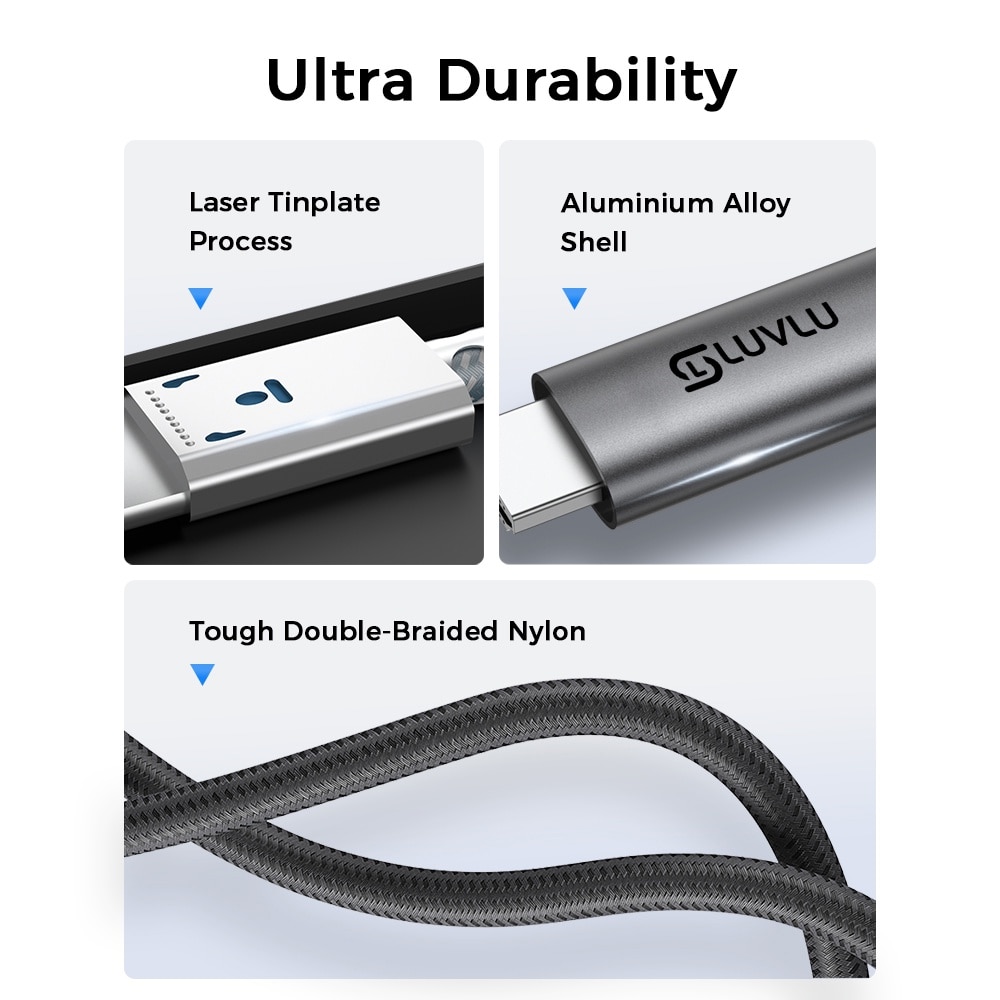 Cablu USB C la HDMI LUVLU®, UHD 4k@60Hz, viteza 18Gbps, 3D, HDR, HDCP ...