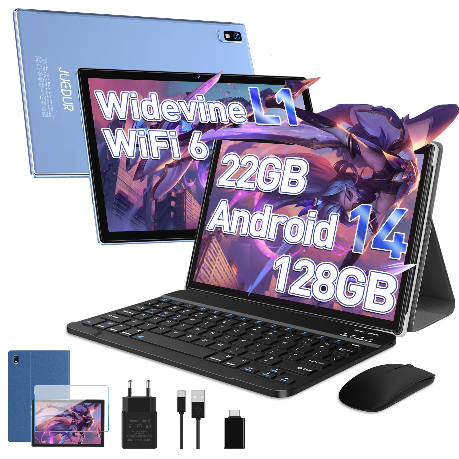 Tableta 10 inci, Android 14, Octa-Core, 22 GB RAM + 128 GB ROM (512 GB ...