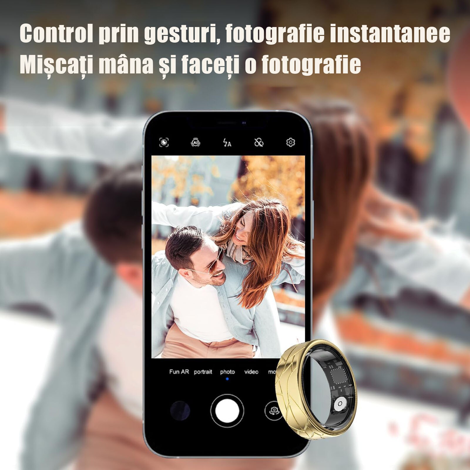 Inel smart inteligent, ultra-usor, monitorizare somn, calorii ...