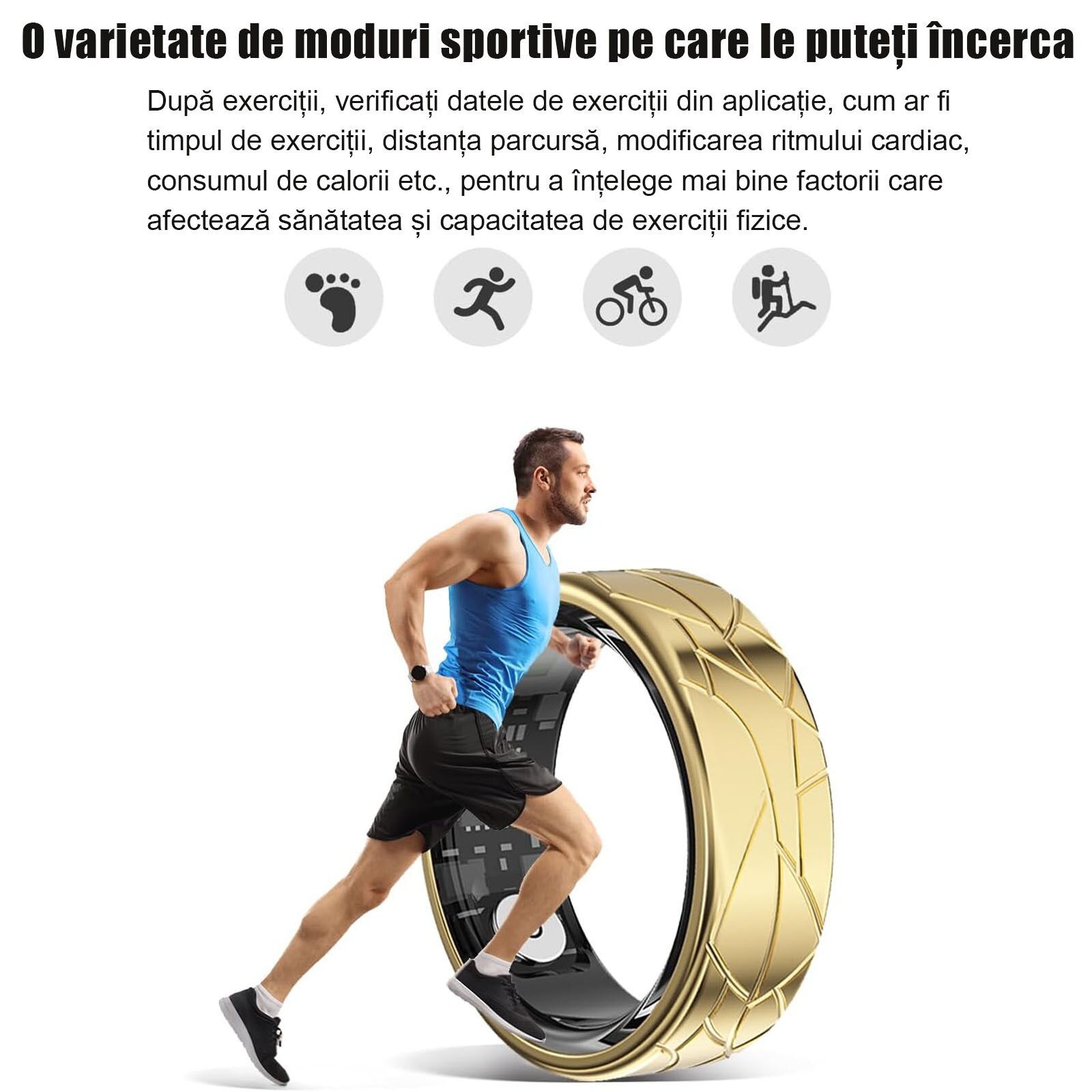 Inel smart inteligent, ultra-usor, monitorizare somn, calorii ...