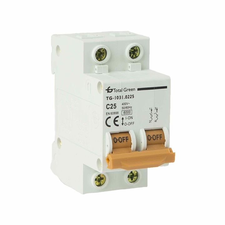 Disjunctor modular Total Green, bipolar, 25A, 2P - eMAG.ro