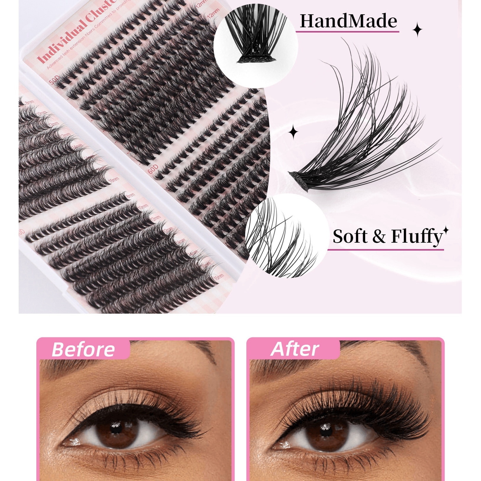 Set de extensii de gene individuale, 640 buc, 30D 40D 50D 60D, 8-16mm ...