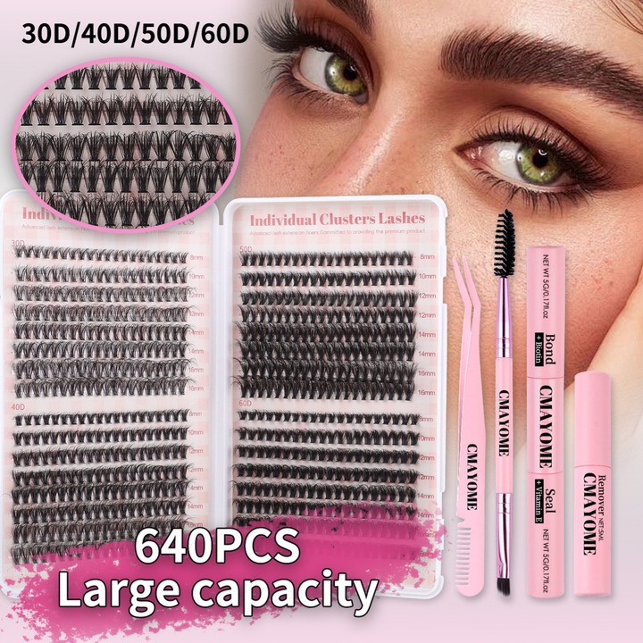 Set de extensii de gene individuale, 640 buc, 30D 40D 50D 60D, 8-16mm ...