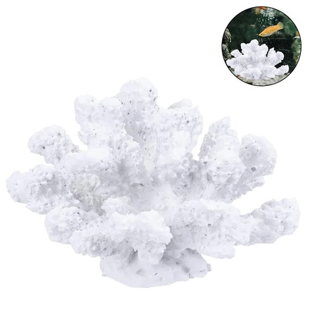 Coral artificial din rasina pentru acvariu, alb, 13.5x12x8.5cm, set 1 ...