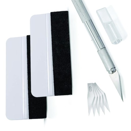 Kit profesional, cutit cu 6 lame si 2 raclete fetru, pentru montaj ...