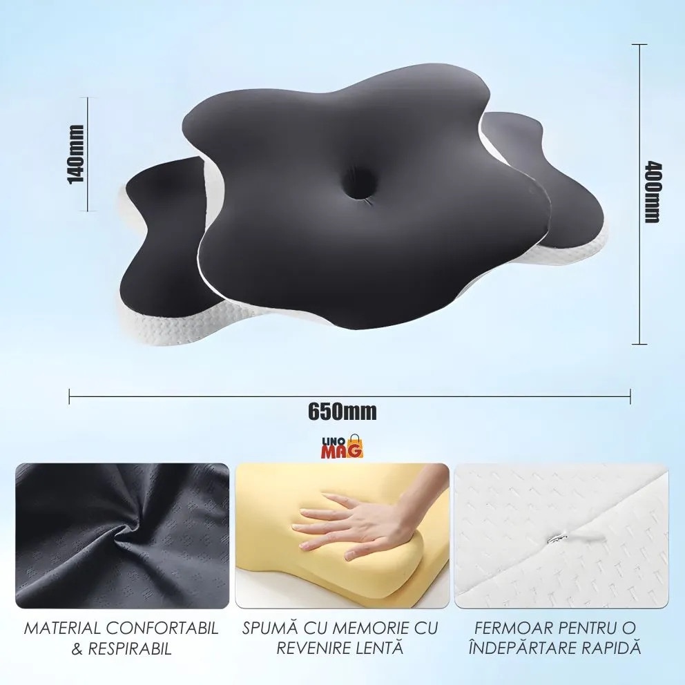 Perna Ortopedica Cervicala pentru dormit Linomag®, Spuma cu Memorie ...