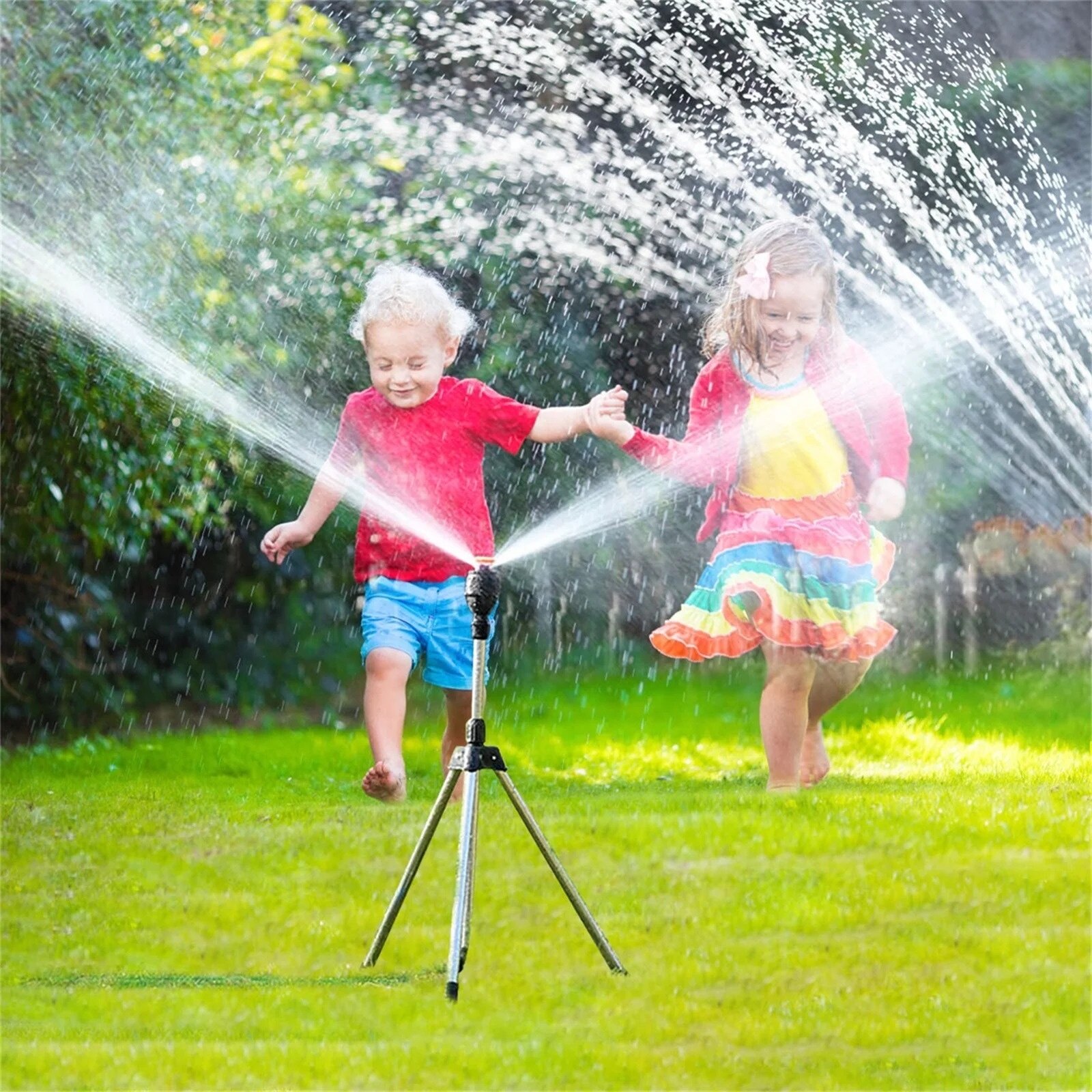 Aspersor rotativ pe trepied, inox, 360 grade, ajustabil, pentru gradina ...