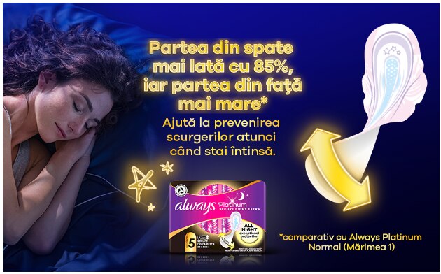 Absorbante Always Platinum Night, 22 buc - eMAG.ro