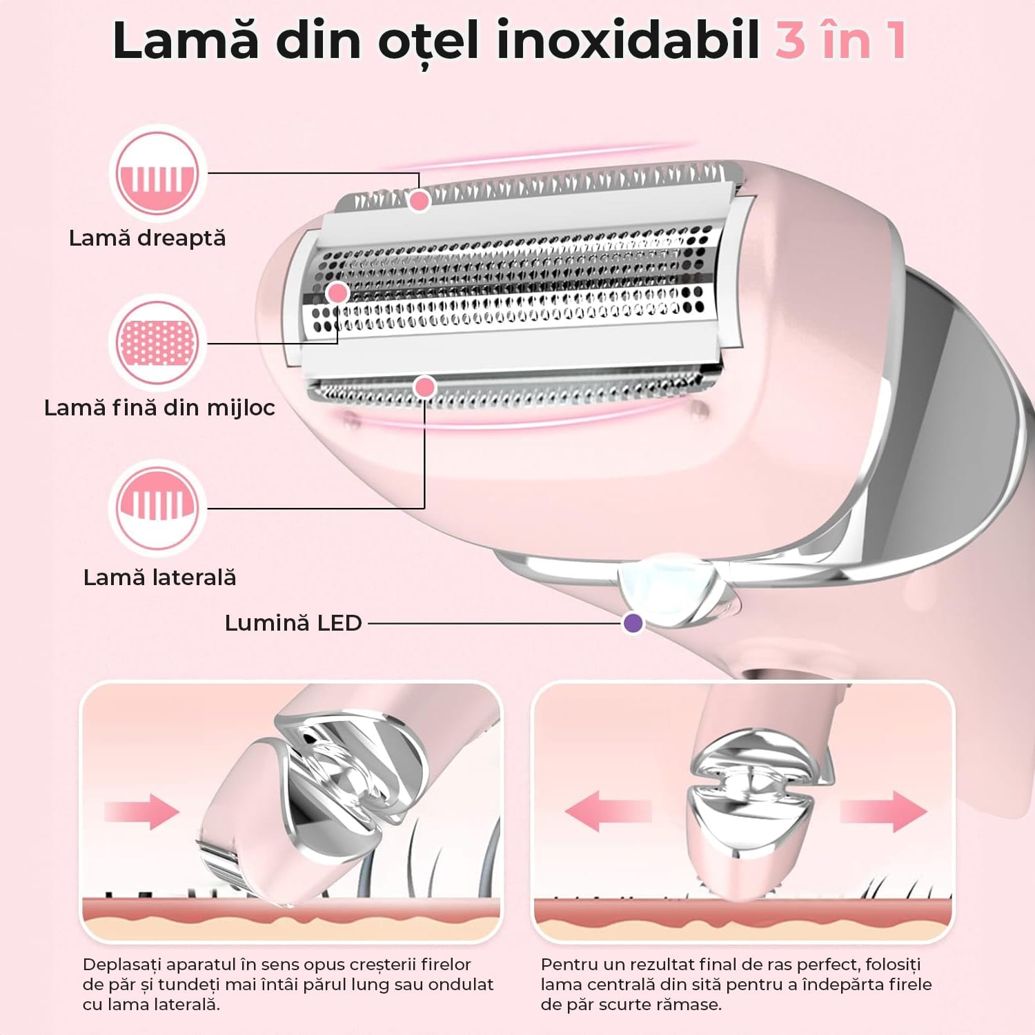 Aparat de Ras Electric pentru Femei Elindor® Epilator 3 in 1 Umed si ...
