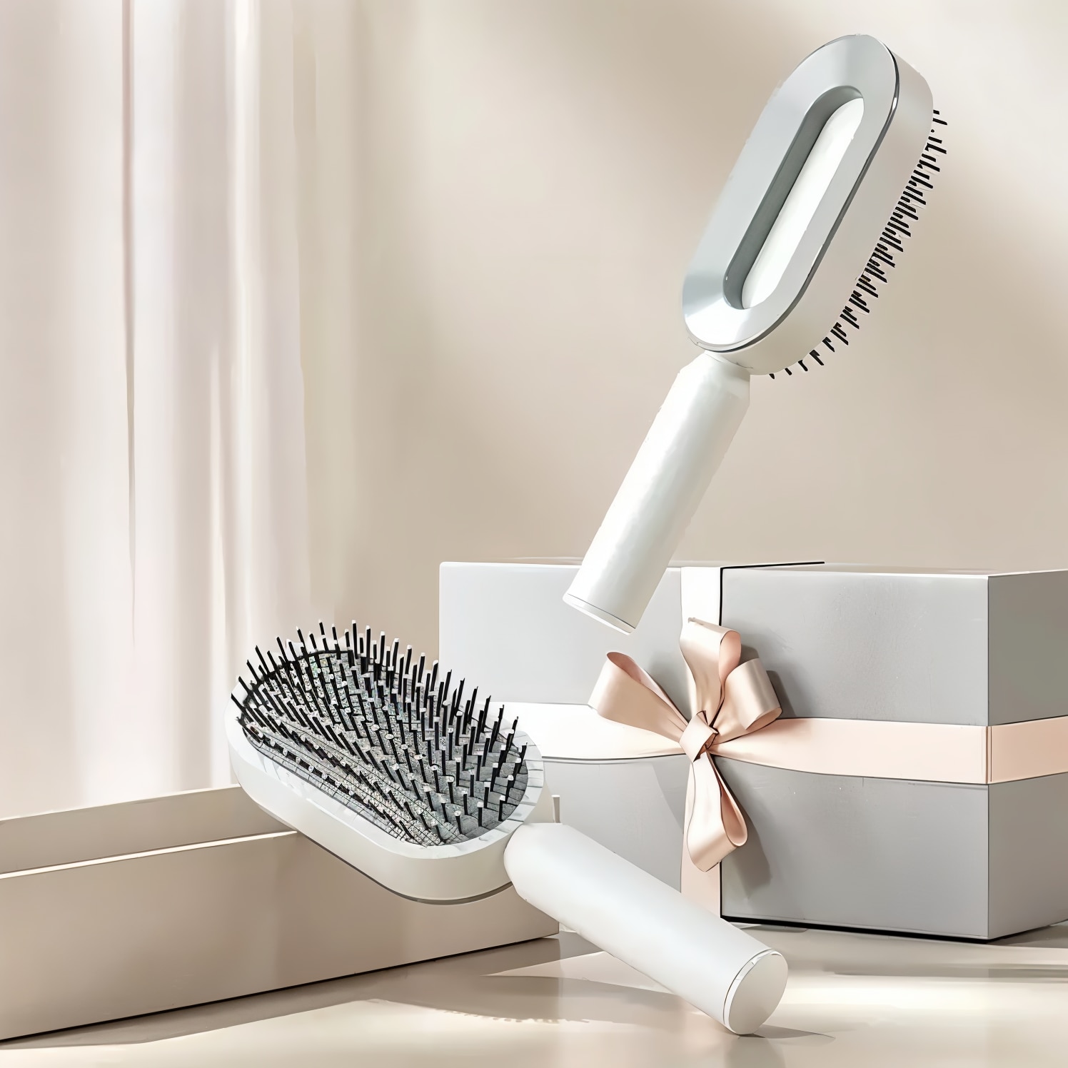 Perie De Par Self-Cleaning, Briftera™, Buton de Autocuratare ...
