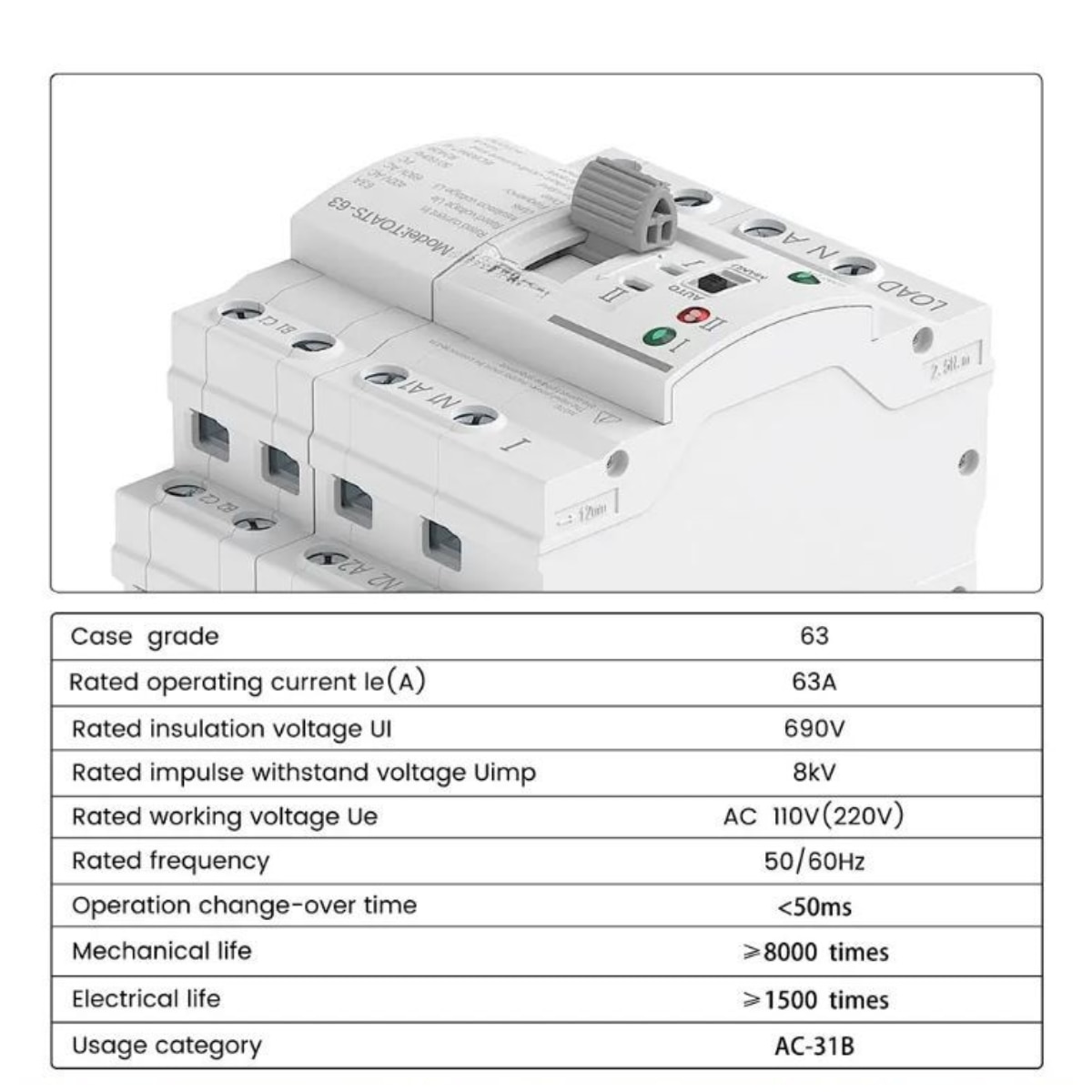 Comutator automat de transfer ATS monofazic 63A, sub 50 milisecunde ...