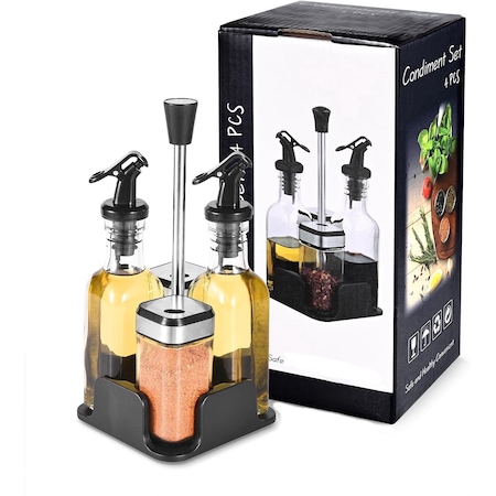 Set 2 Oliviere si 2 Recipiente pentru Condimente Aurov®, Ulei, Otet ...