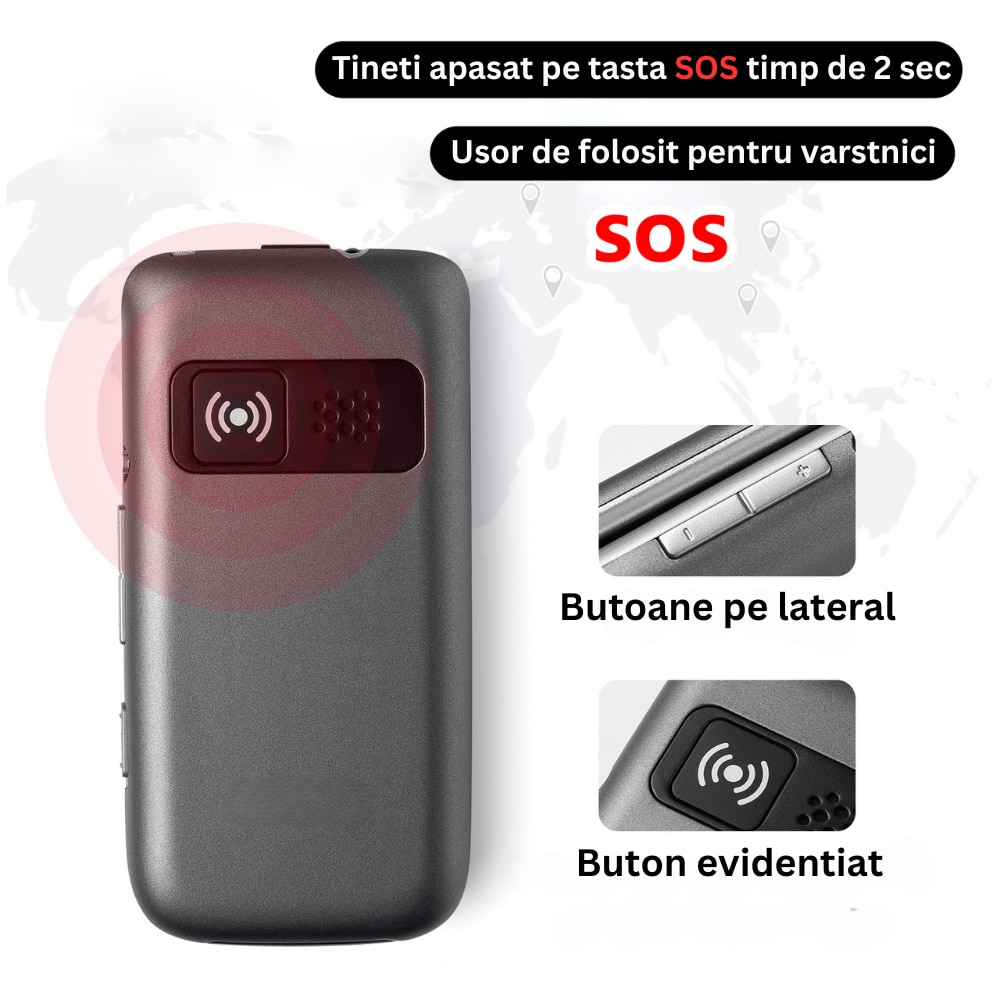 Telefon mobil cu clapeta pentru seniori, meniu in limba Romana, Display ...