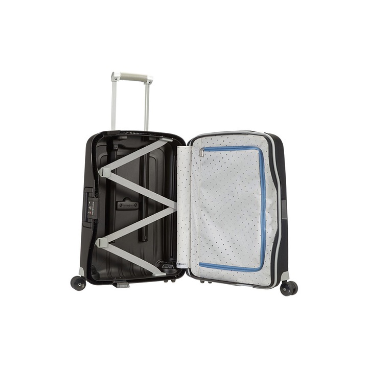 Troler de cabina Samsonite S'Cure Spinner, 55x40x20cm, negru - eMAG.ro