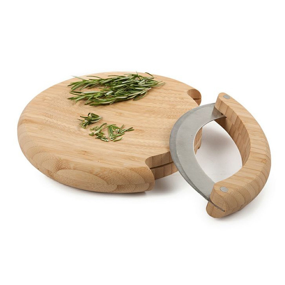 Set tocator si cutit pentru verdeturi, bambus, Albert Heijn, rotund ...
